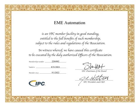 Ipc Membership Certificate Eme Automation
