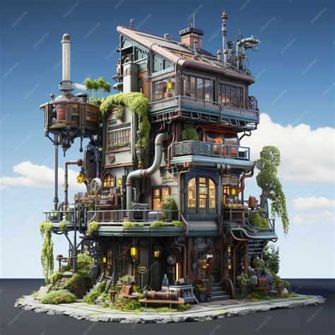 Premium Photo Stylized Atompunk Building