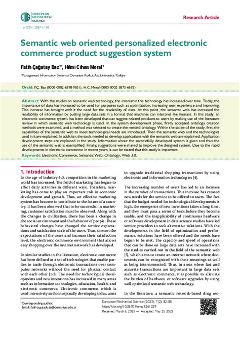 Pdf Semantic Web Oriented Personalized Electronic Commerce Product Suggestion System Fatih