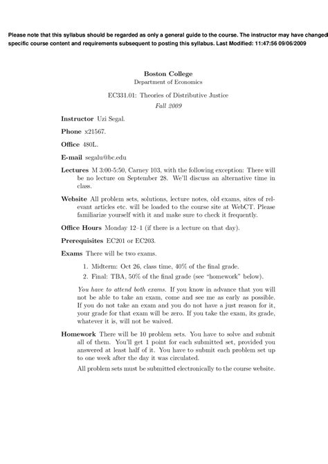 General Guide To Course Theories Of Distributive Justice Ec 331