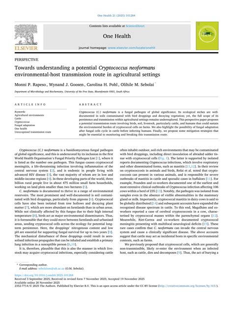 Pdf Towards Understanding A Potential Cryptococcus Neoformans Environmental Host Transmission