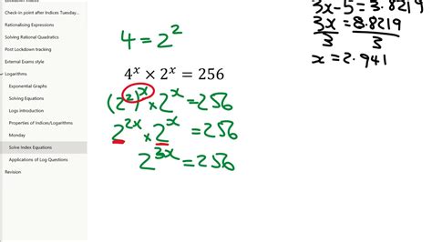 Solving Exponential Equations Using Logarithms Youtube