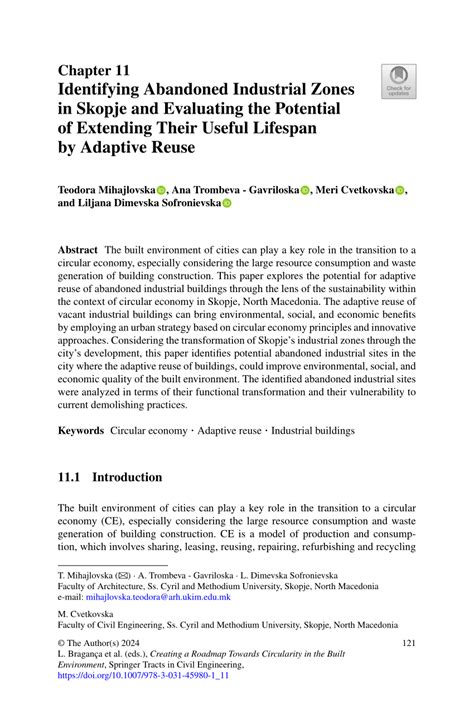Pdf Identifying Abandoned Industrial Zones In Skopje And Evaluating