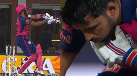 Srh Vs Rr Watch Dhruv Jurel Cops A Nasty Blow On His Throat As T