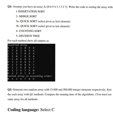 solved 1 insertation sort2 ﻿merge sort3a ﻿quick sort