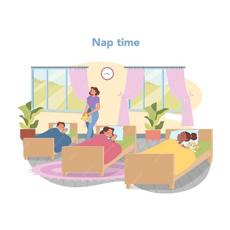 Tiempo De Siesta En El Jardín De Infantes Niños Serenos Descansando