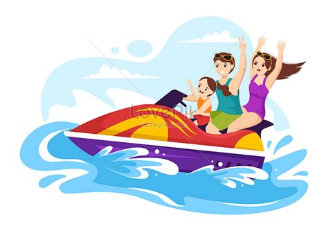 사람들이 타고 제트 스키 그림 일러스트 무료 다운로드 Lovepik