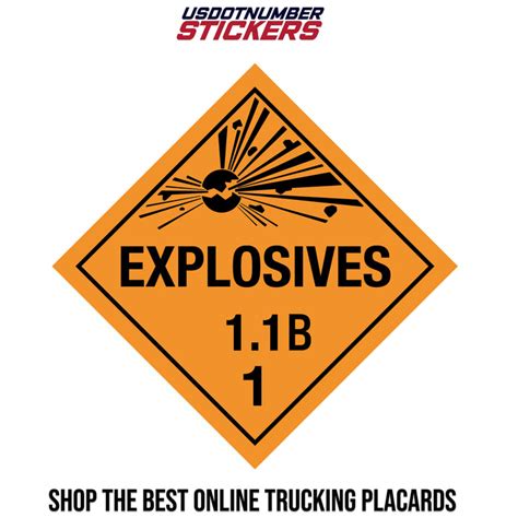Class 1 1b Explosive Division Placard Usdot Number Stickers
