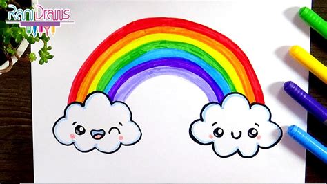 Cómo dibujar NUBES Y ARCOIRIS kawaii Paso a paso YouTube