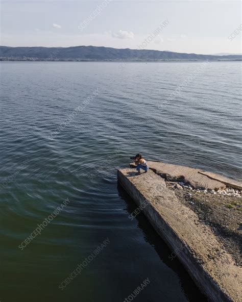 Aerial View Of Volvi Lake Mirki Volvi Central Macedonia Greece