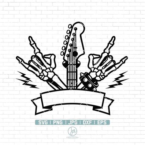 Rock And Roll Music Svg Skeleton Svg Guitar Svg Rock Hand Sign Svg Rock