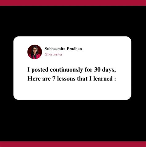 Subhasmita Pradhan On Linkedin I Posted Continuously For 30 Days Without Fail Here Are 7