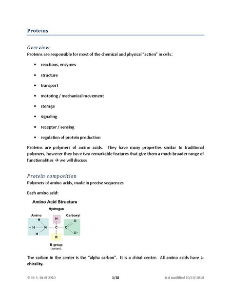 Proteins Notes Notes About Proteins Proteins Overview Proteins Are