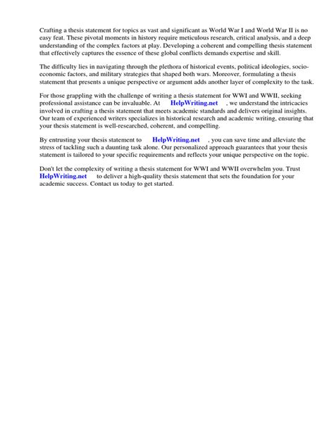 Thesis Statement For Ww1 And Ww2 Pdf World War I Essays
