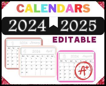 Editable Monthly Calendars With Powerpoint 2024 2025 Calendar Back