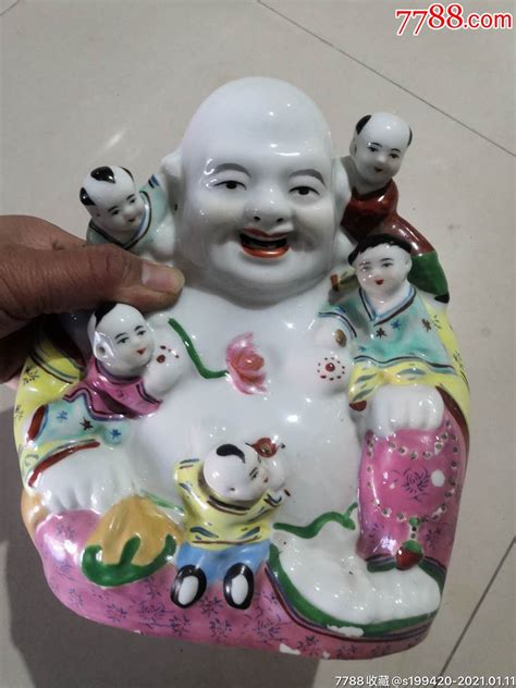 六七十年代五子登科摆件，江西景德镇出品，品相一流，包老完整。彩绘瓷彩瓷收藏价格鉴定交易7788瓷器网