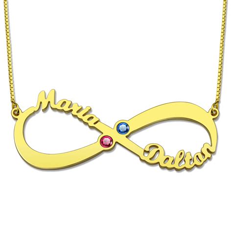 Ts For Her 2 Names And Birthstones Infinity Love Necklace Sterling