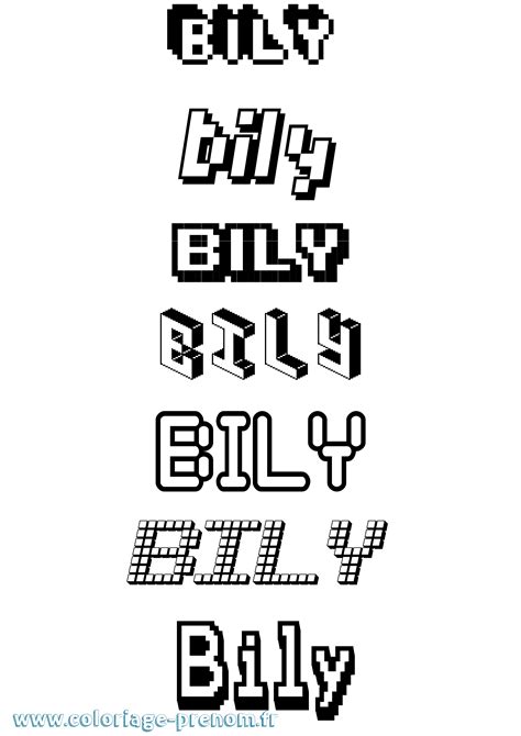 Coloriage Du Prénom Bily à Imprimer Ou Télécharger Facilement