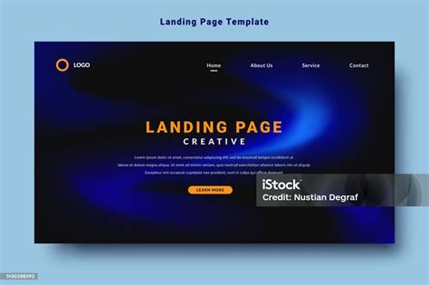 Modern Landing Page Template Design Blue Color Abstract Gradation Fluid