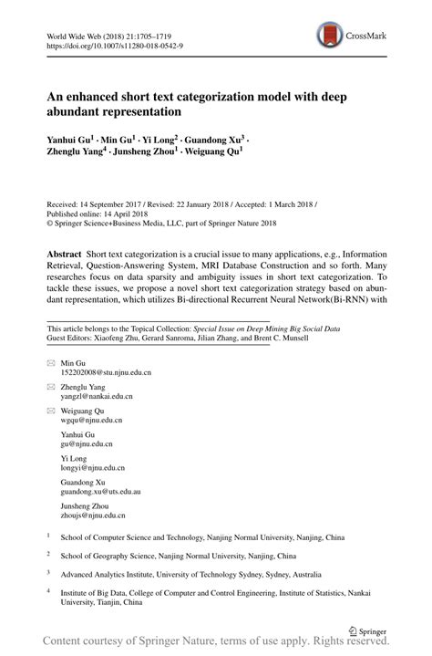 An Enhanced Short Text Categorization Model With Deep Abundant Representation Request Pdf