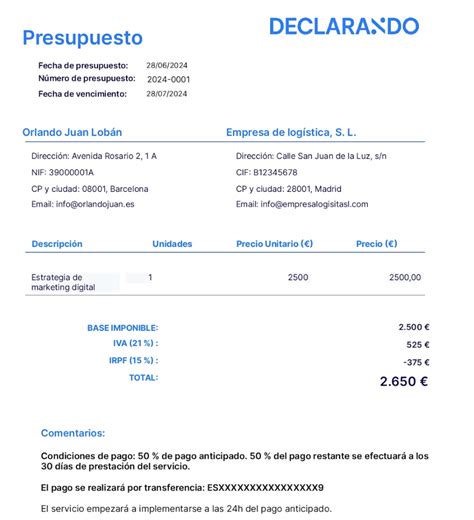 Plantilla De Propuesta De Presupuesto