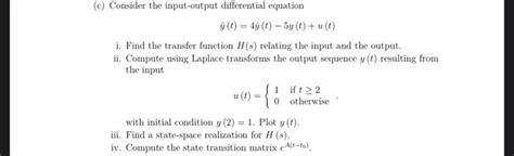 Solved Consider The Input Output Differential Equation Chegg