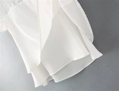 White Lace Short Sleeve Loose Chiffon Blouse White Lace Shorts Lace