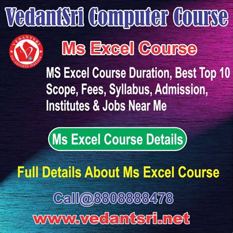 Ms Excel Course Duration Best Top 10 Scope Fees Syllabus