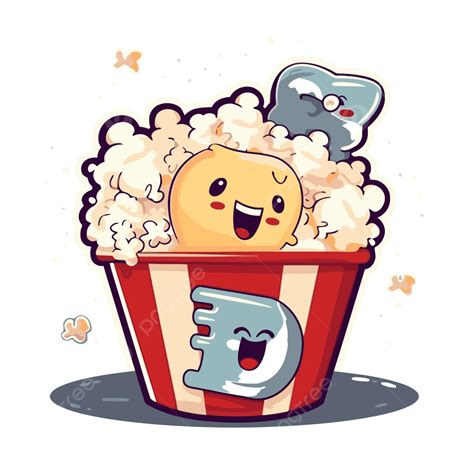 만화 스타일 팝콘 냄비 아이콘 영화 스낵 디자인 재미있는 격리 된 배경 일러스트 벡터 배경 일러스트 만화 일러스트 아이콘 일러스트 Png 일러스트 및 벡터 에 대한