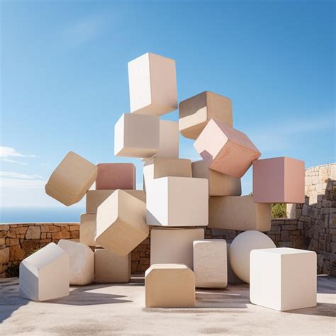 Premium Ai Image Cuboid Modern Geometric Shapes