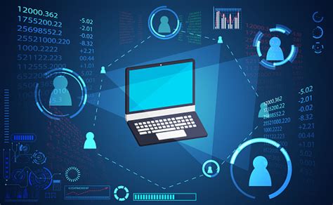 추상적인 기술 디지털 연결 네트워크 연결 노트북 링크 Ui 미래형 컨셉 Hud 인터페이스 홀로그램 요소에 디지털 혁신의 안녕 기술 미래 디자인 배경 0명에 대한 스톡 벡터