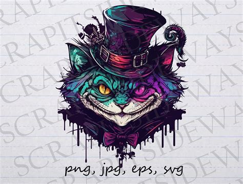 Cheshire Cat Mad Hatter Clipart Vector Graphic Svg Png  Eps Sci Fi