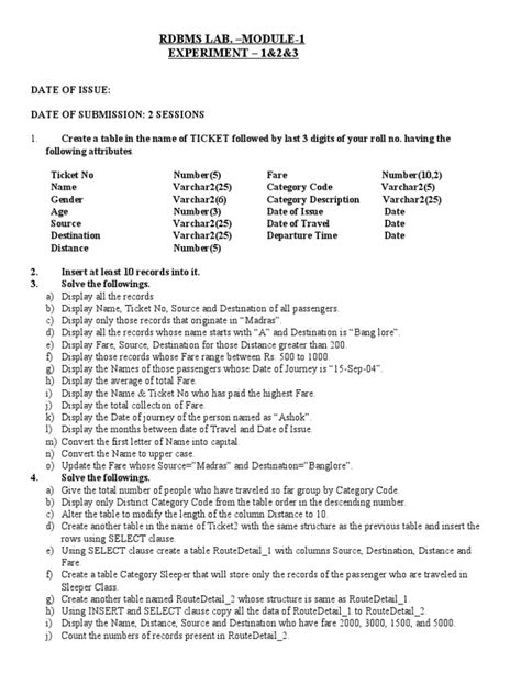 rdbms lab module 1 experiment 1and2and3 pdf pl sql sql