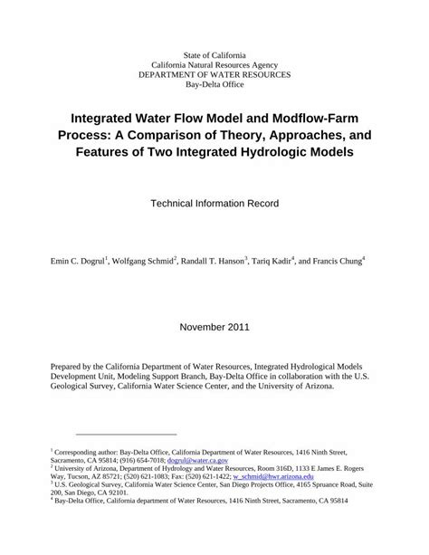 pdf comparison of methods used in iwfm and modflow …baydeltaoffice