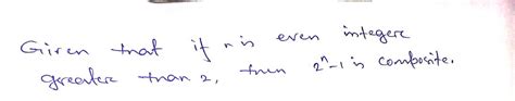 Answered Prove That If N Is An Even Integer Greater Than 2 Then 2 1