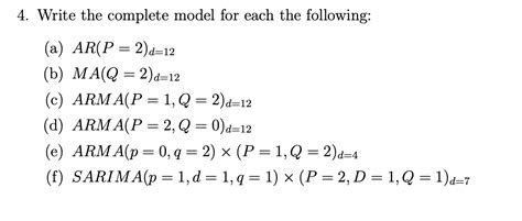 Solved 4 Write The Complete Model For Each The Following Chegg