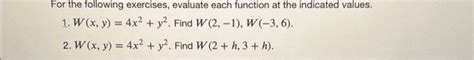 solved for the following exercises evaluate each function