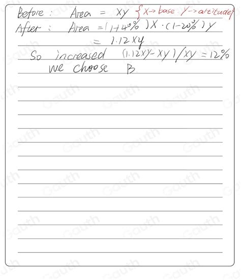 Solved If The Base Of A Rectangle Is Increased By 40 And Its Altitude