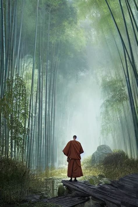 A Komuso Monk In A Mysterious Japanese Bamboo Forest Stable Diffusion
