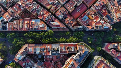 바르셀로나 Eixample 주거 지구와 구시 가지 좁은 거리 고딕 지구 조감도 카탈로니아 스페인 거리에 대한 스톡 사진 및 기타