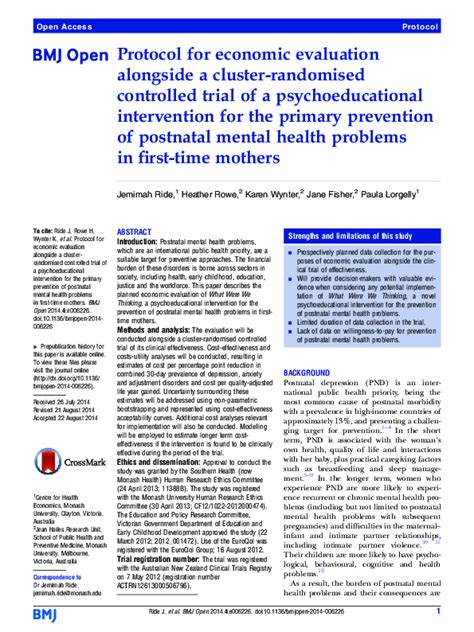 Pdf Economic Evaluation Of Psychoeducational Interventions