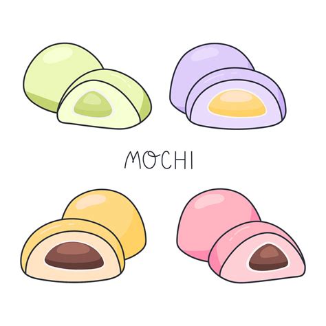 Download The Set Of Sweet Mochi Japanese Traditional Food Vector