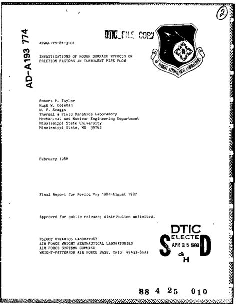 Pdf Investigations Of Rough Surface Effects On Friction Factors In Turbulent Pipe Flow