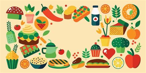 Premium Vector Food Border Pattern Illustration