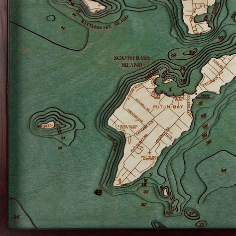 Bass Islands Wooden Map Art Topographic 3d Chart