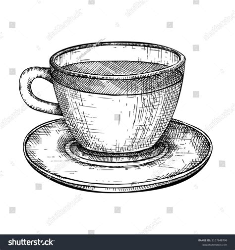 Tea Cup Drawing Premium Vector Cute Teacup With Fresh Strawberry And