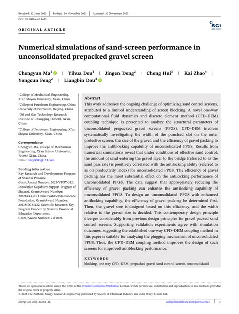 Pdf Numerical Simulations Of Sand‐screen Performance In