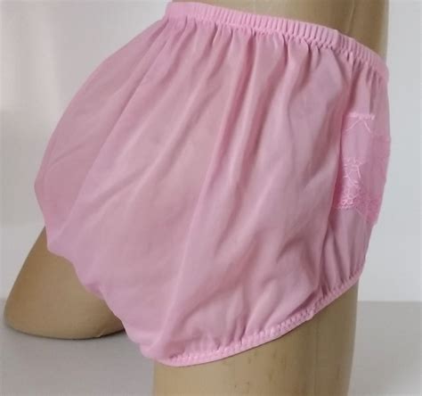 Sheer Bubble Bum Candy Pink Nylon Pinup Panties Full Cut Knickers S Ebay