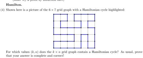 Solved Hamilton Shown Here Is A Picture Of The 6 X 7 Grid Graph With