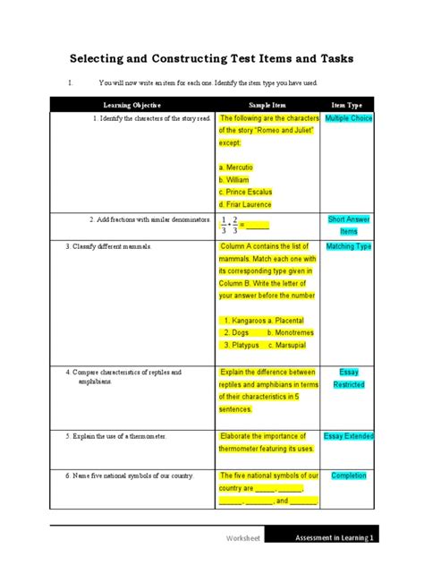 Selecting And Constructing Test Items And Tasks Acog C Answers Pdf Multiple Choice